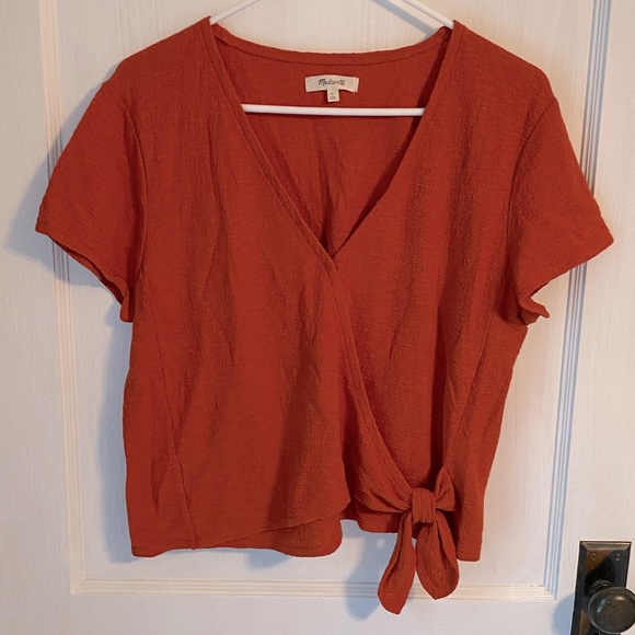 Madewell | Tops | Reddish Orange Wrap Top | Poshmark
